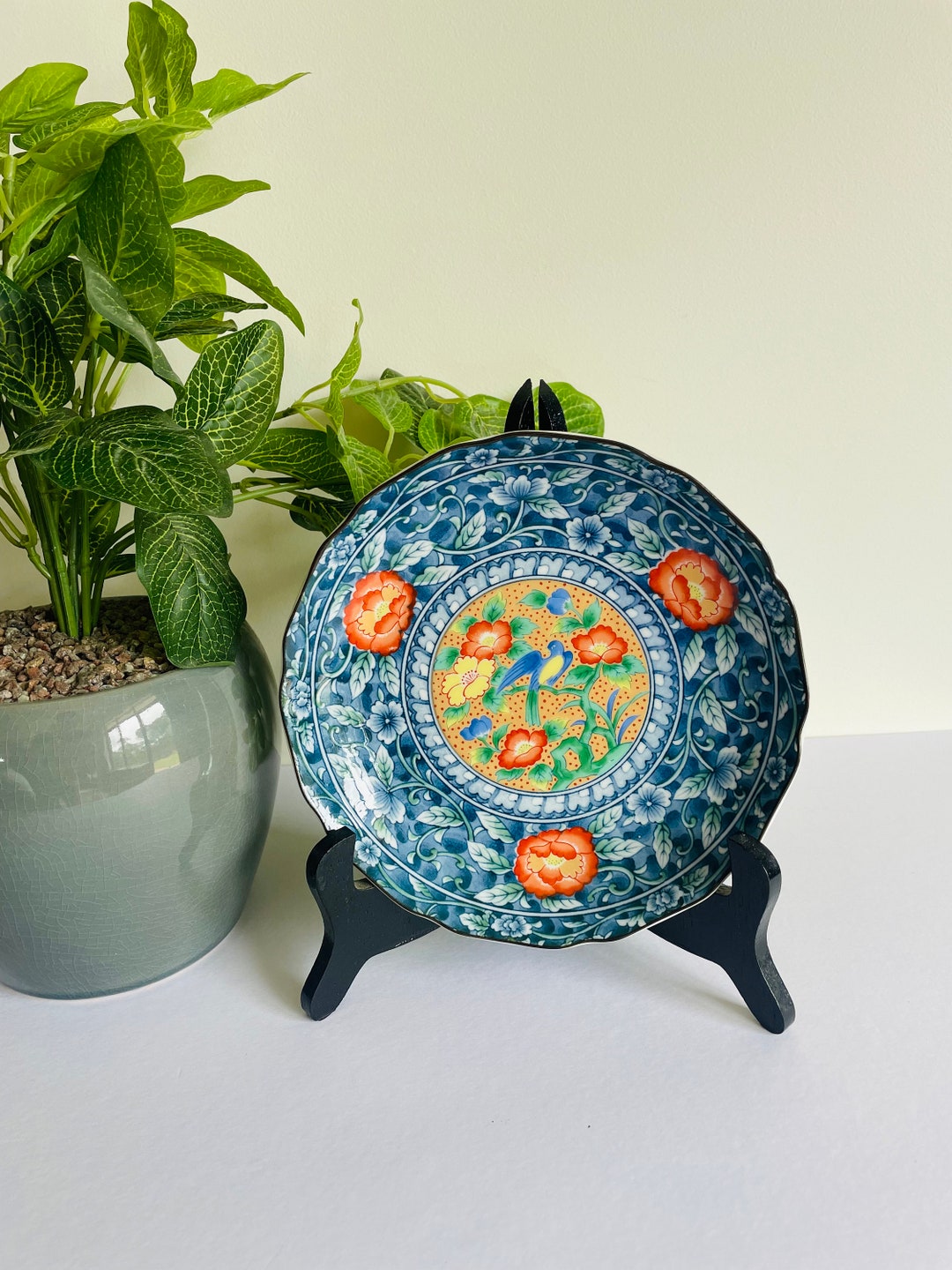 Vintage Japan Juzan Gama Blue Bird Porcelain Plate Dish - Etsy