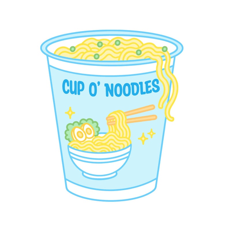 Blue Cup O' Noodles Sticker Gift for Foodie Food Lover Gift Instant ...