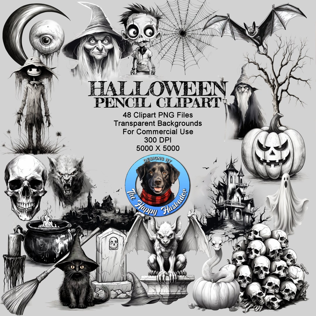 Halloween Pencil Clipart, Halloween PNG Clipart, Spooky Clipart, Cute ...