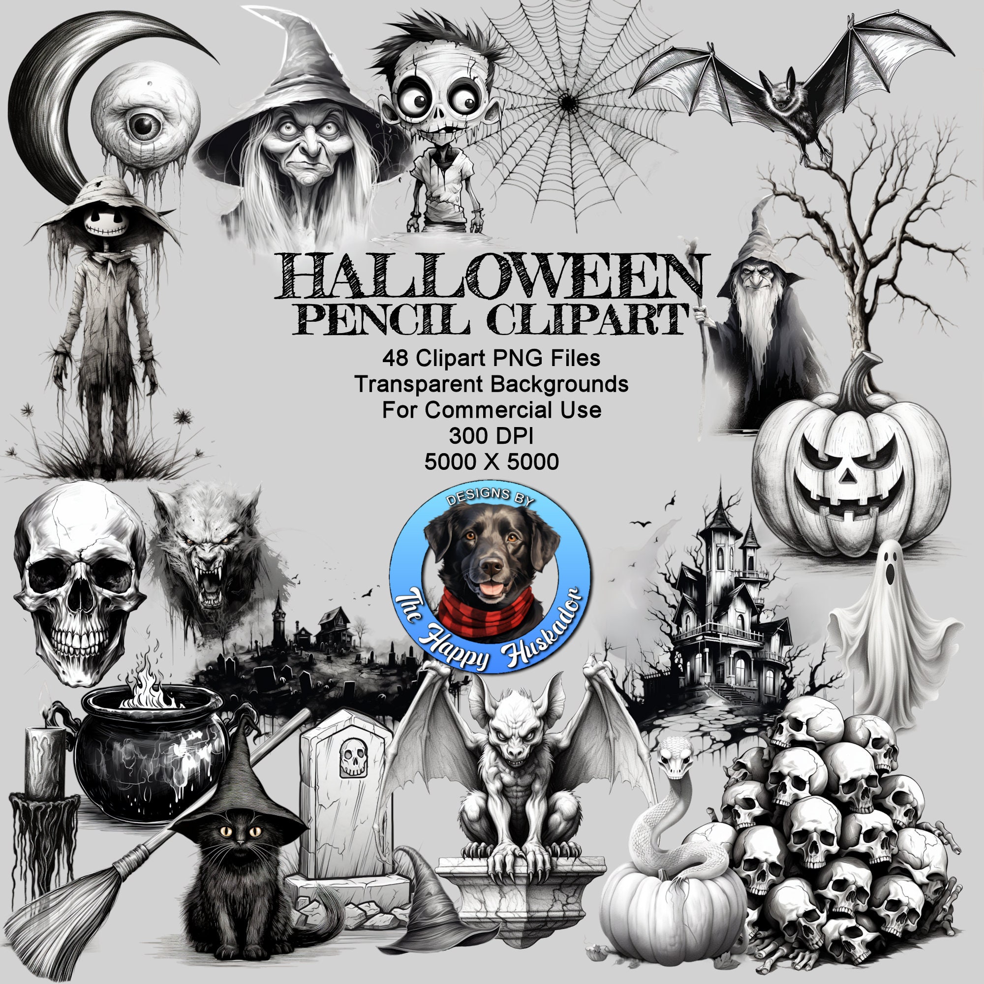 Halloween Pencil Clipart, Halloween PNG Clipart, Spooky Clipart, Cute ...