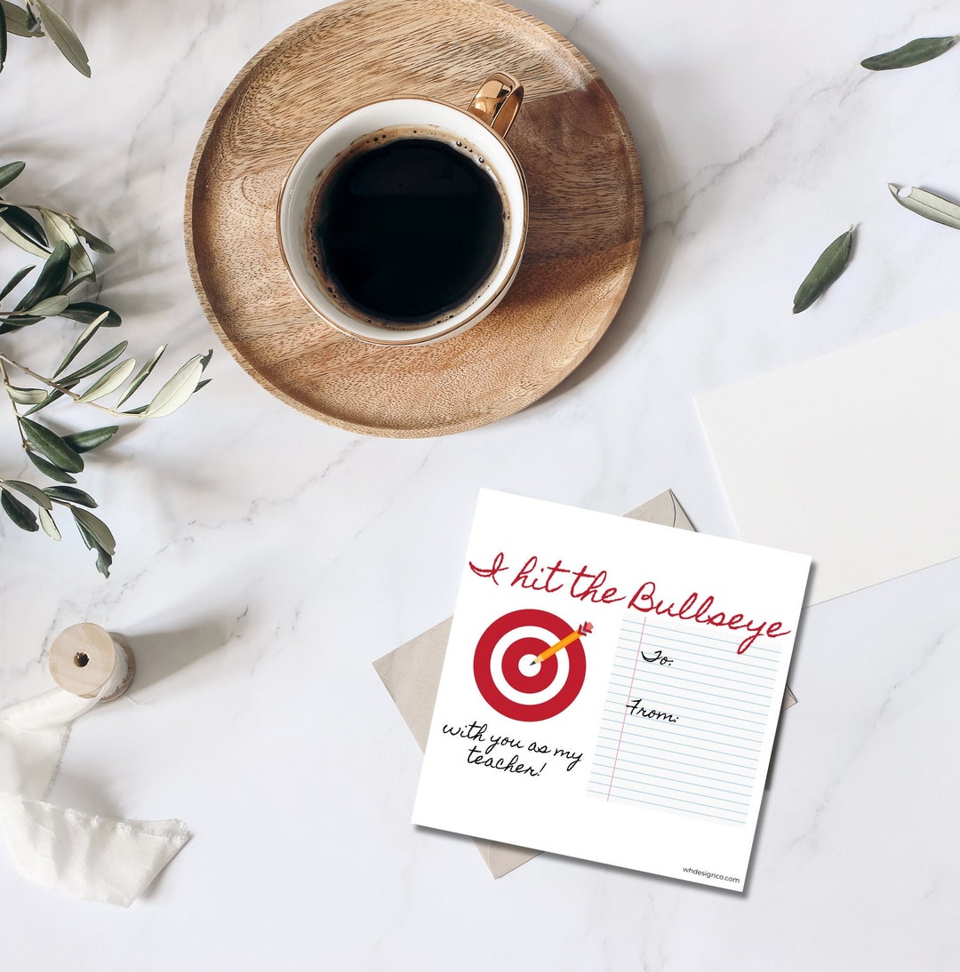 Target Teacher Thank You Card - Bullseye Design (printable) - Etsy