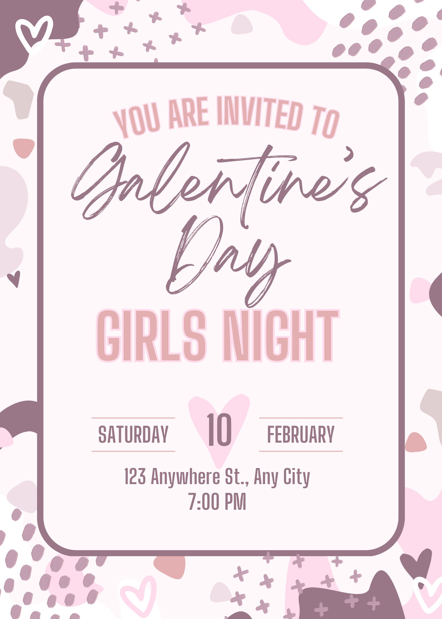 Galentines Day Invitation Template Girls Night Valentine's Day Party ...