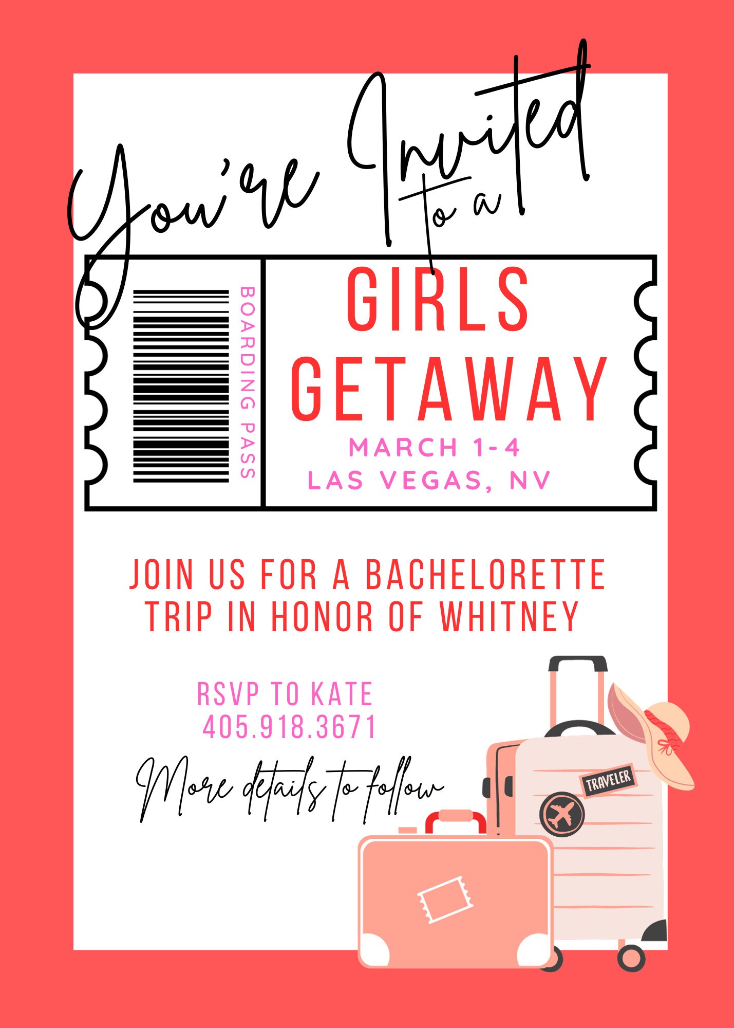Bachelorette Party Invitation - Girls Getaway Trip - Editable ...