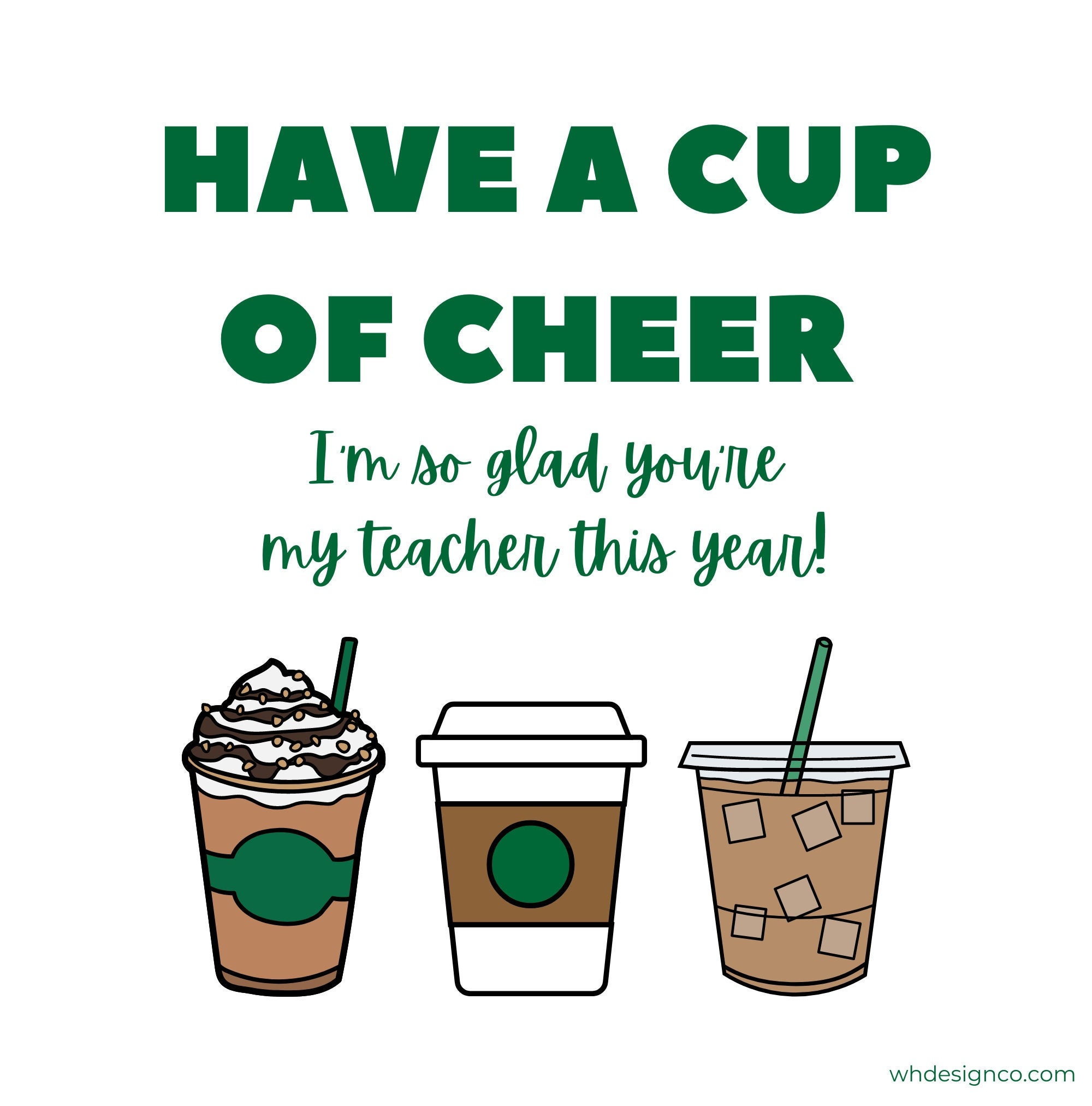 Thank You Card for Teacher - Coffee Gift Card - Etsy