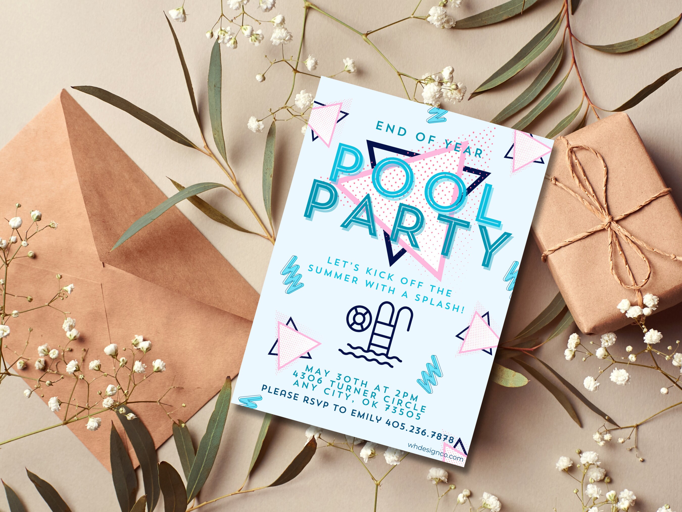 Pool Party Invitation - End of Year Party - Editable Invitation ...