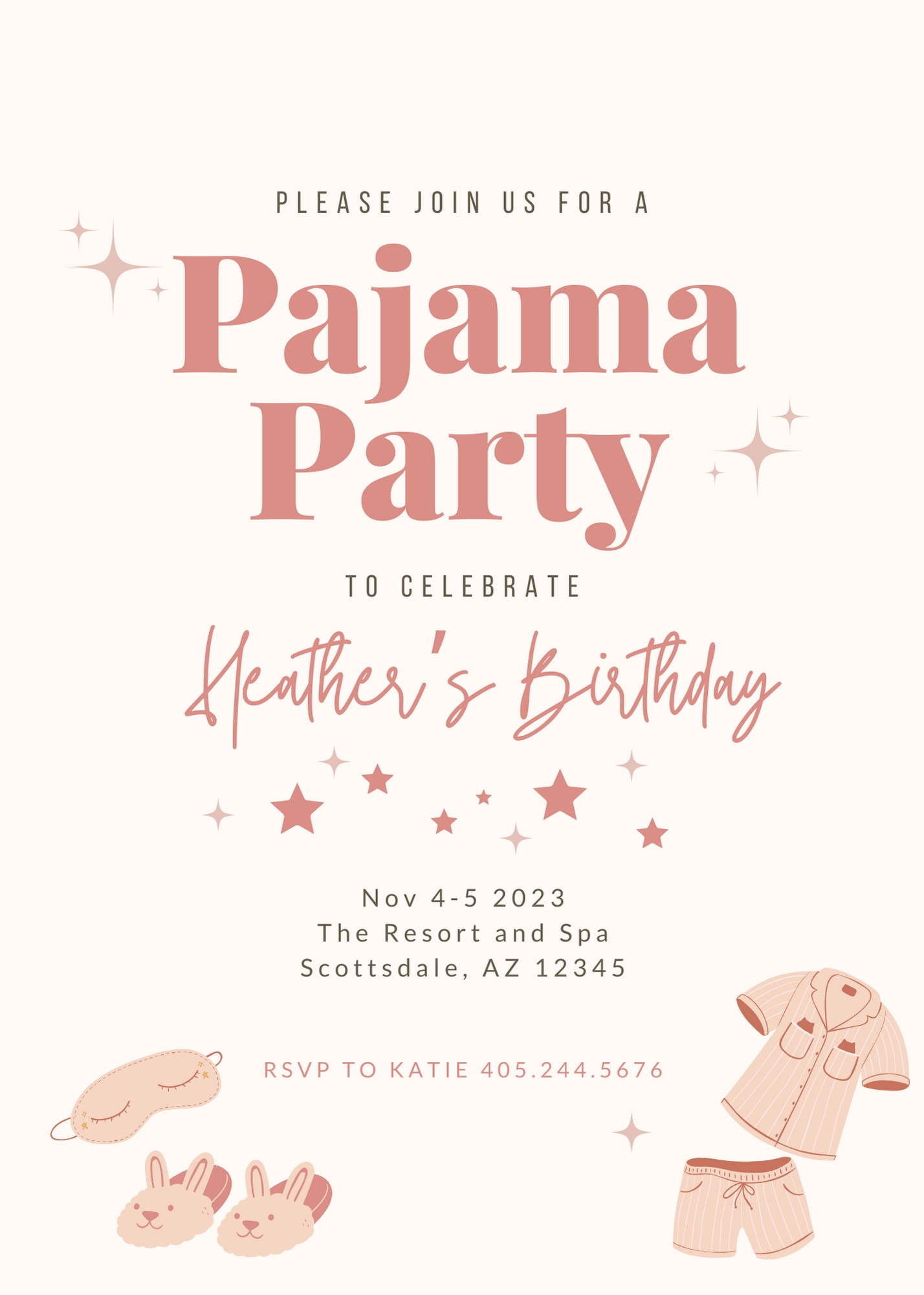 Pajama Party Invitation - Editable Invitation Template - Printable - PJ ...