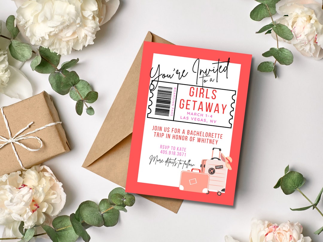Bachelorette Party Invitation - Girls Getaway Trip - Editable ...