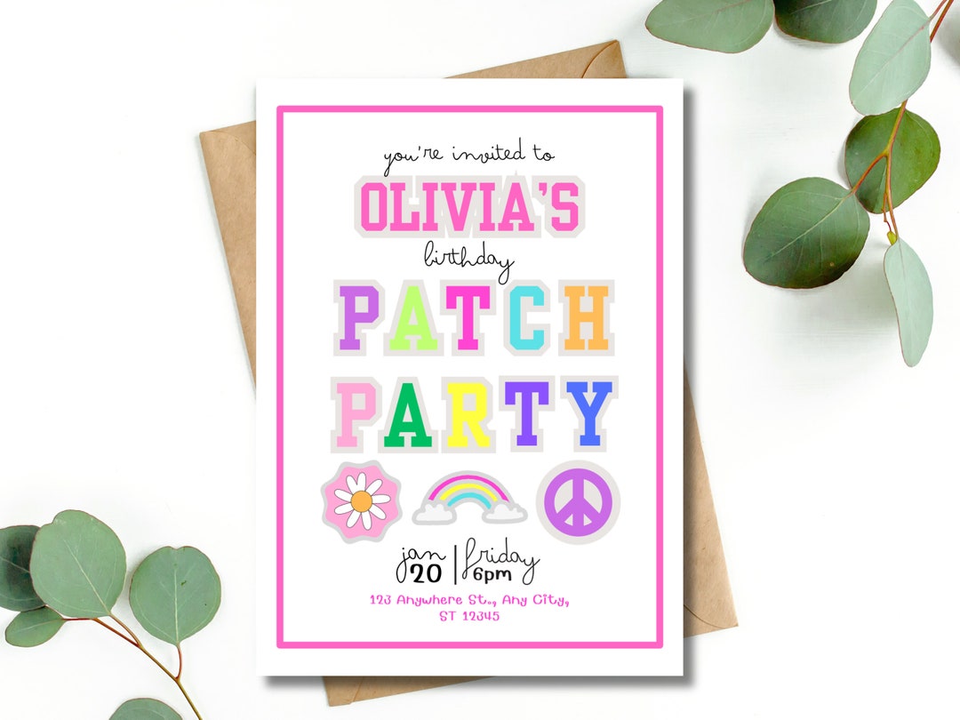 Patch Party Invitation - Editable Invitation Template - Printable ...