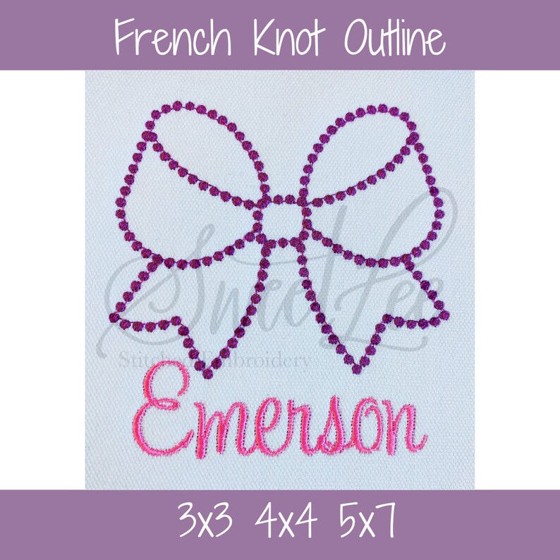 Eme Bow Outline With French Knots Vintage Heirloom Style Machine ...