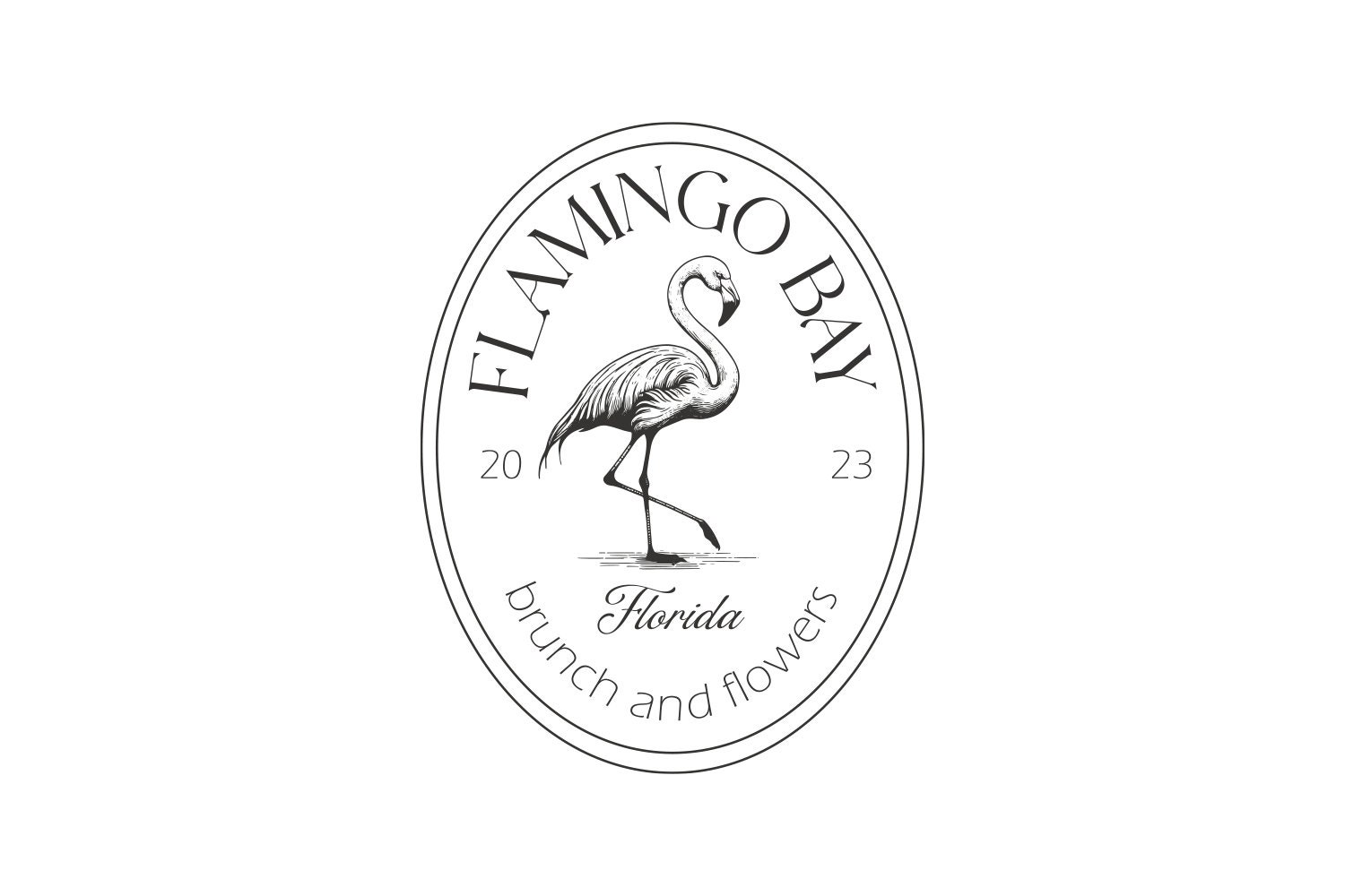 Flamingo Logo. Custom Logo. Vintage Logo. Badge Logo. Bird Logo ...