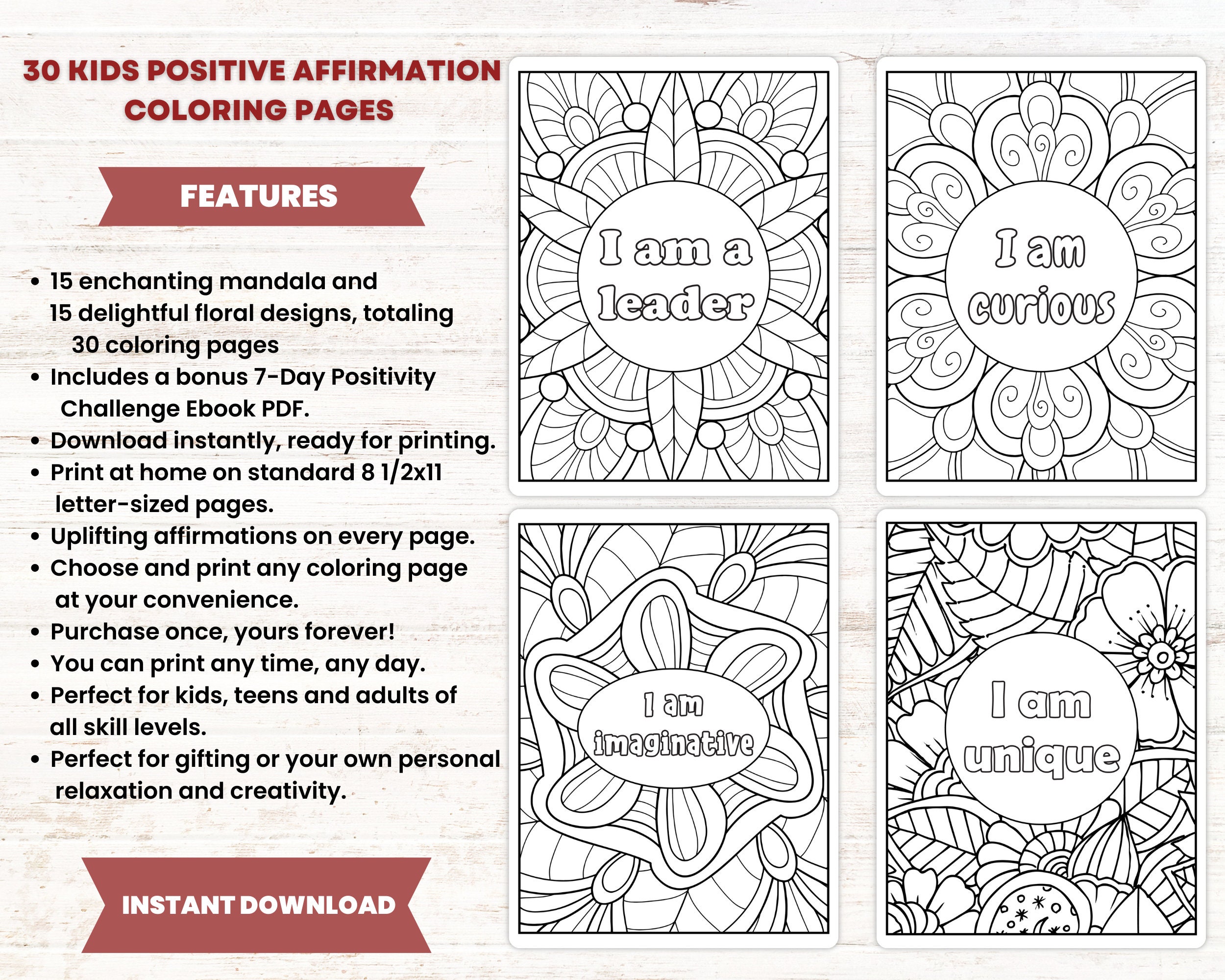 Positive Affirmations Coloring Pages for Kids Coloring Pages Kids ...