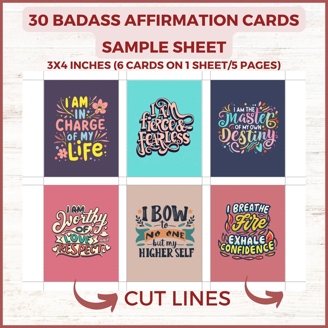 Printable Badass Affirmation Cards, Sassy Affirmation Cards, Daily ...