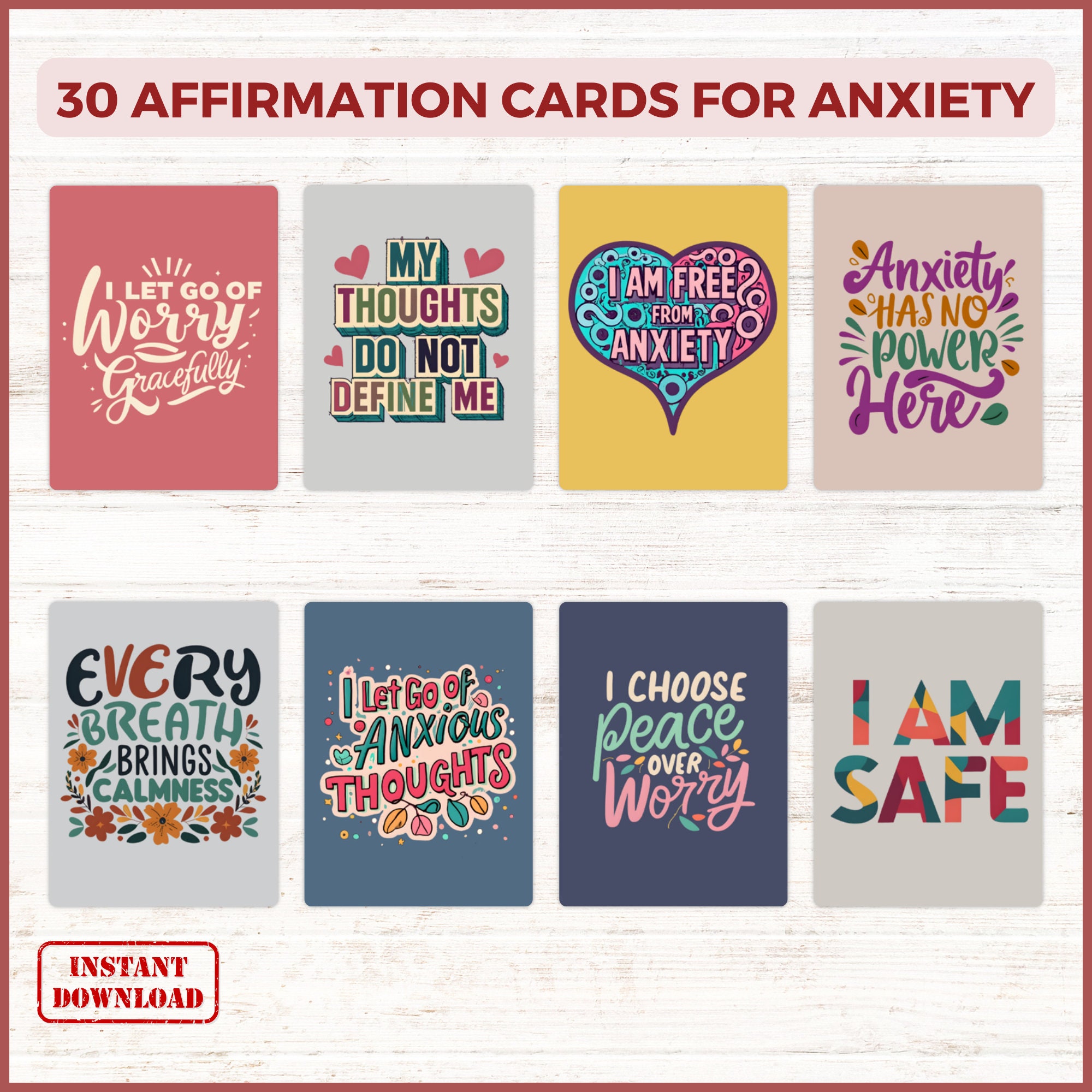 Printable Anxiety Affirmation Cards, Affirmation Cards for Anxiety ...