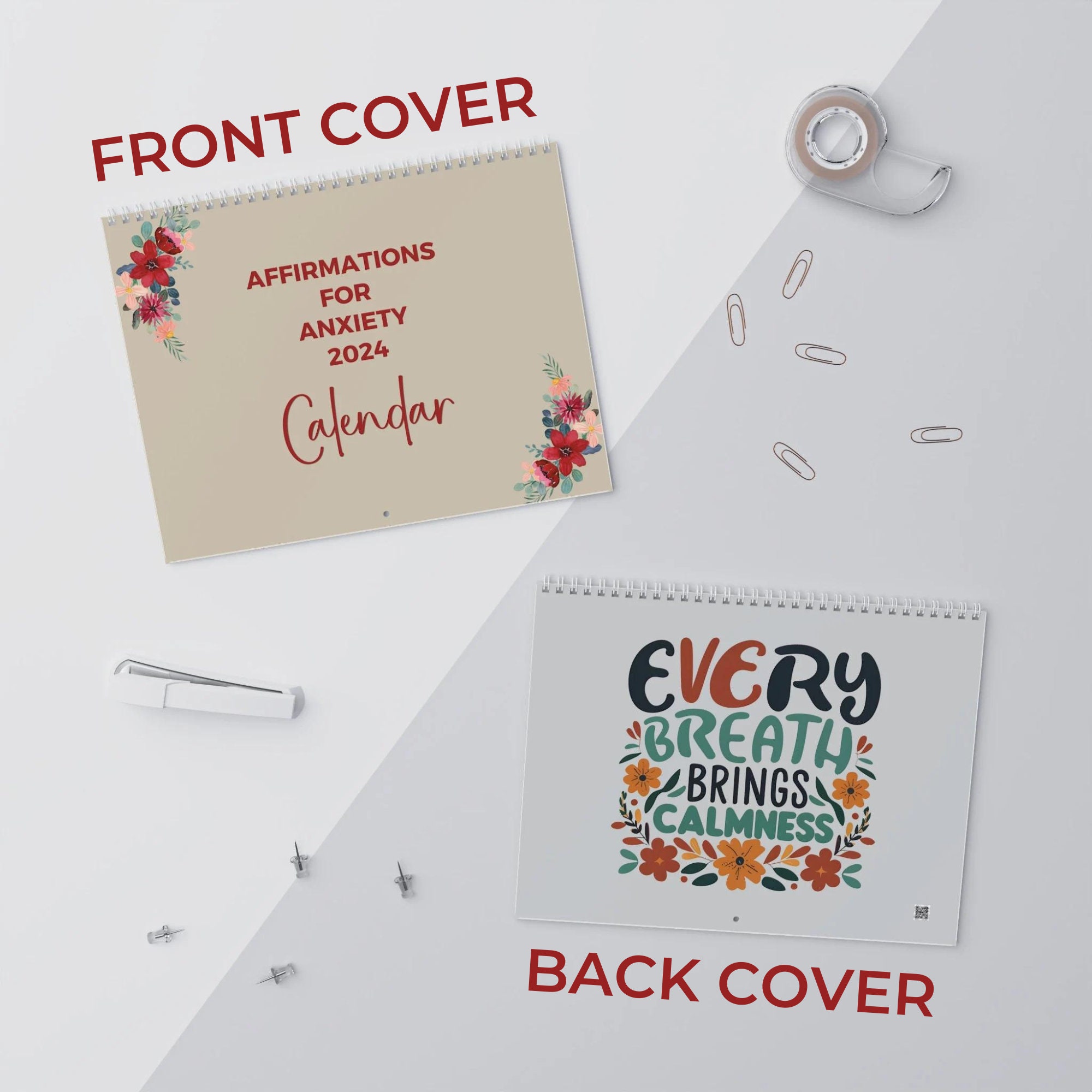 2024 Anxiety Affirmations Calendar, 2024 Wall Calendar, Unique Calendar ...