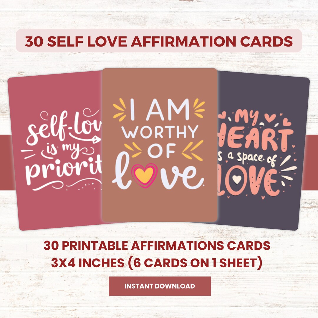 Printable Self Love Affirmation Cards, Digital Affirmations Digital ...