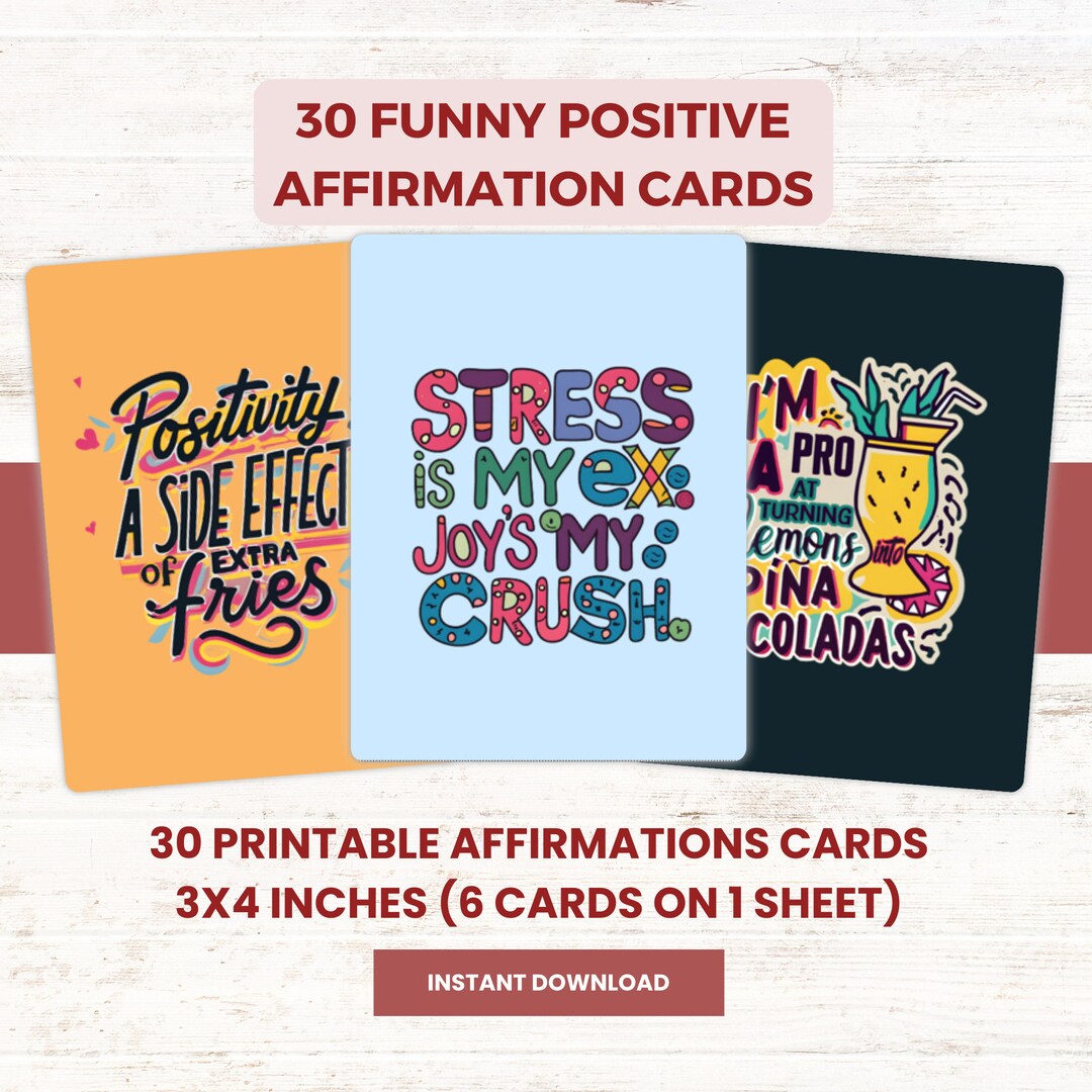 Printable Funny Positive Affirmation Cards Cute Affirmation - Etsy