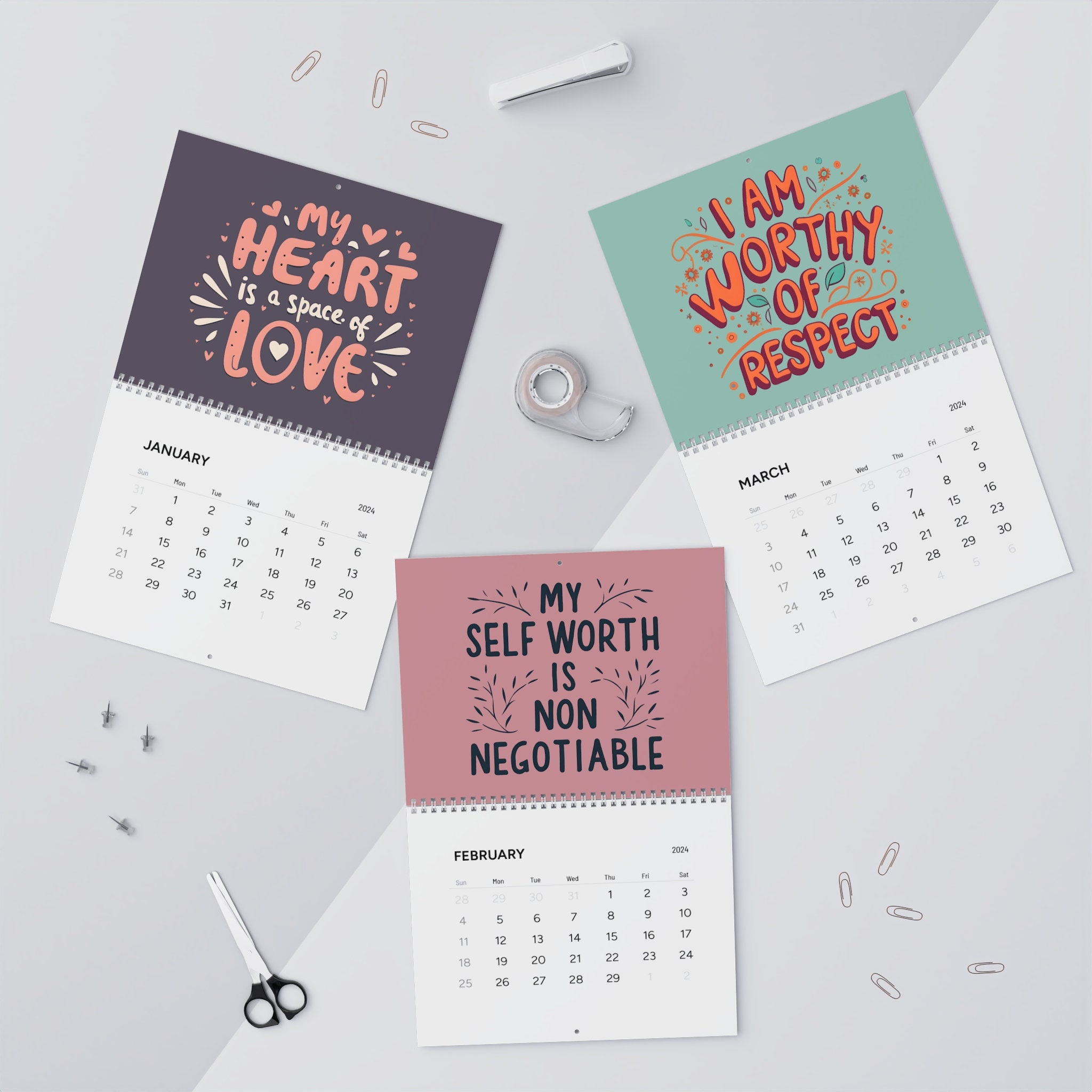 2024 Self Love Affirmations Calendar 2024 Wall Calendar - Etsy