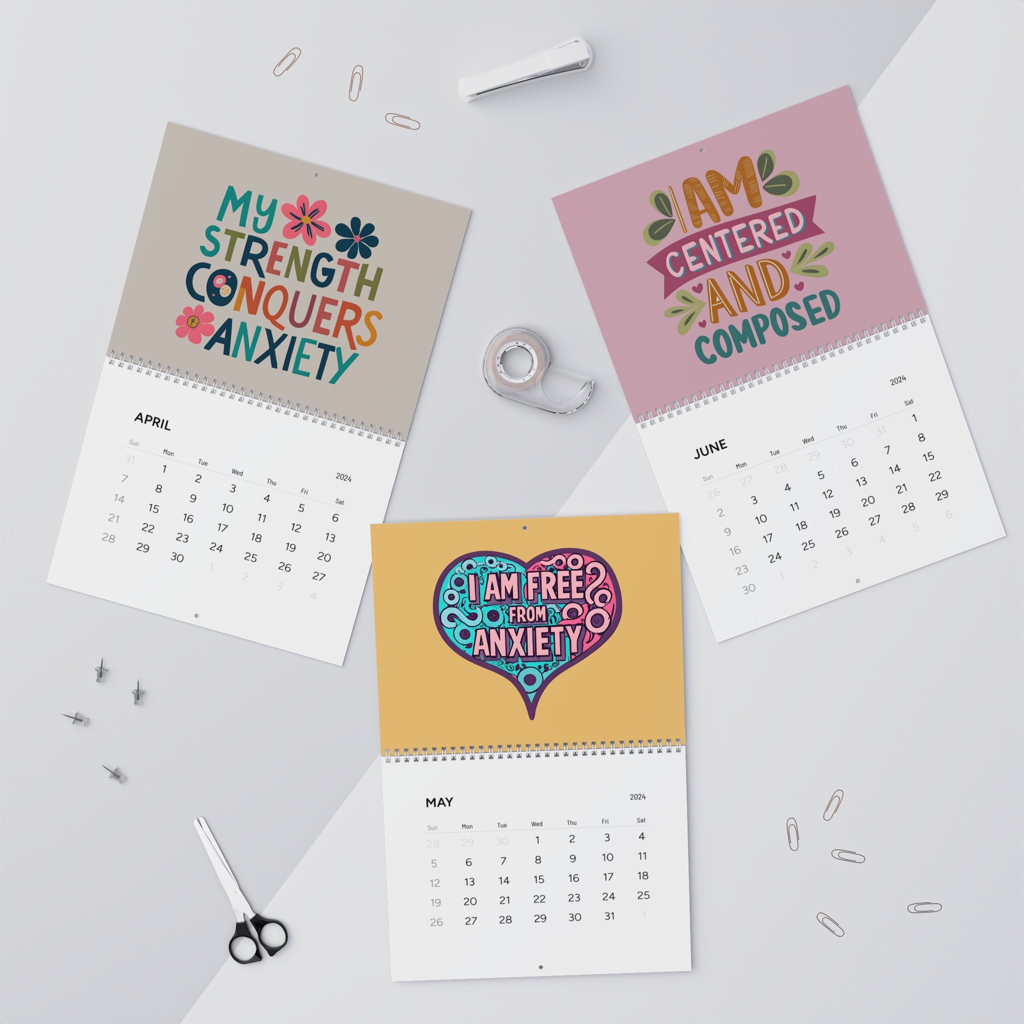 2024 Anxiety Affirmations Calendar, 2024 Wall Calendar, Unique Calendar ...