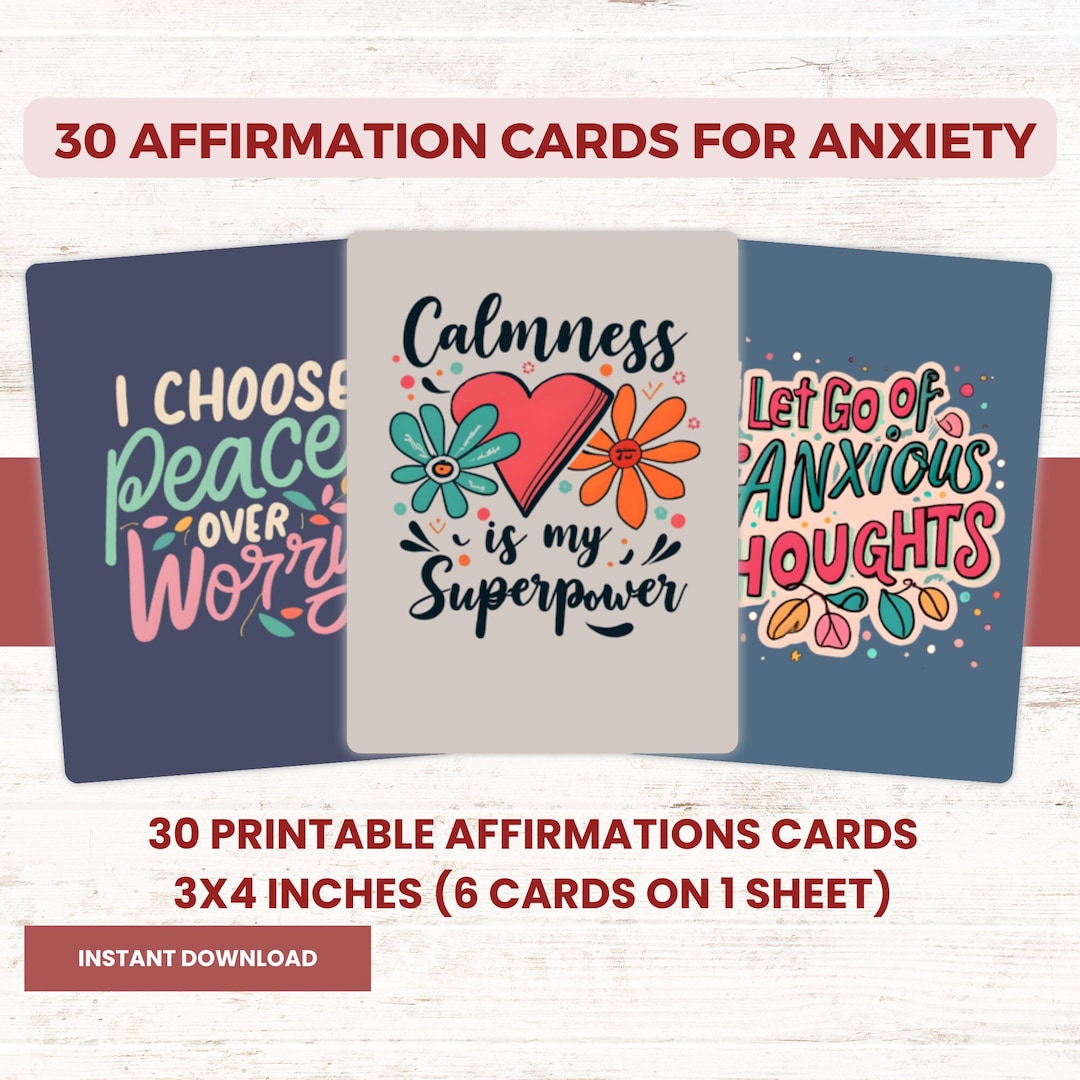 Printable Anxiety Affirmation Cards, Affirmation Cards for Anxiety ...