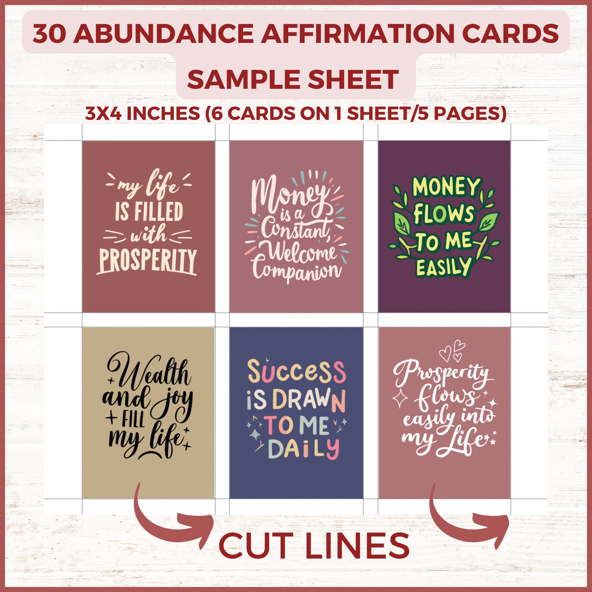 Printable Abundance Affirmation Cards Wealth Affirmation Cards, Money ...