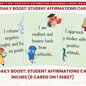Printable Daily Affirmation Cards for Students, Student Affirmations ...