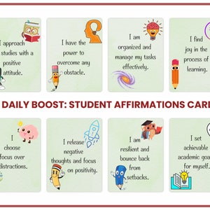 Printable Daily Affirmation Cards for Students, Student Affirmations ...