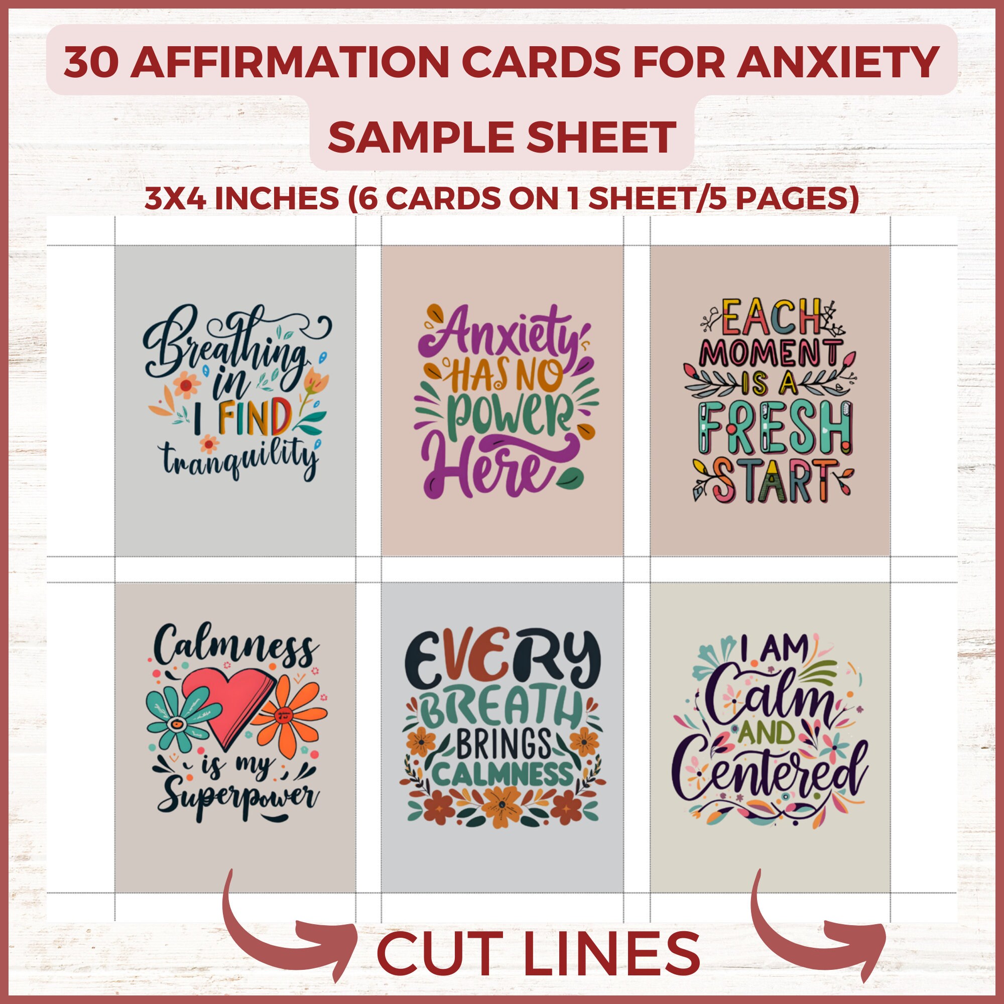 Printable Anxiety Affirmation Cards, Affirmation Cards for Anxiety ...