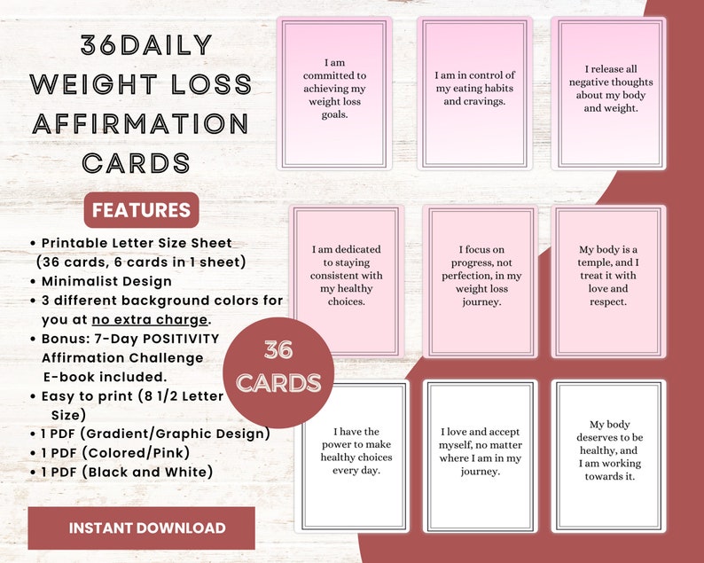 Printable Weight Loss Affirmation Cards Downloadable - Etsy Printable Weight Loss Affirmation Cards Downloadable - Etsy