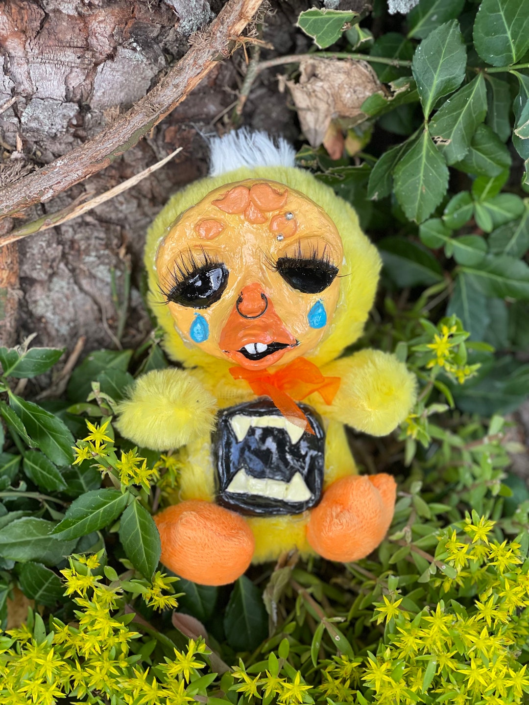 Puck, Upcycled Clay Faced Stuffed Animal Duck - Etsy