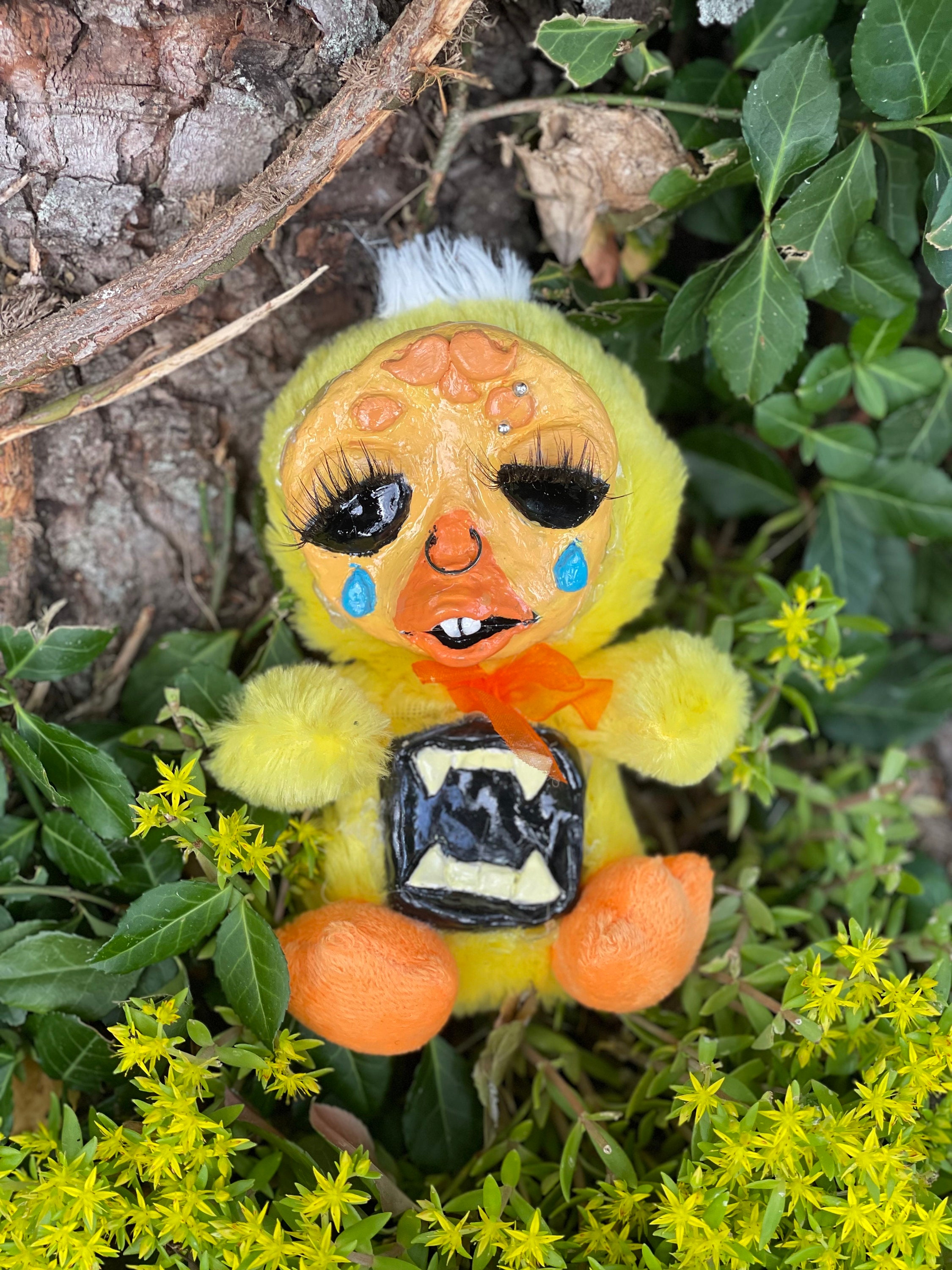 Puck, Upcycled Clay Faced Stuffed Animal Duck - Etsy