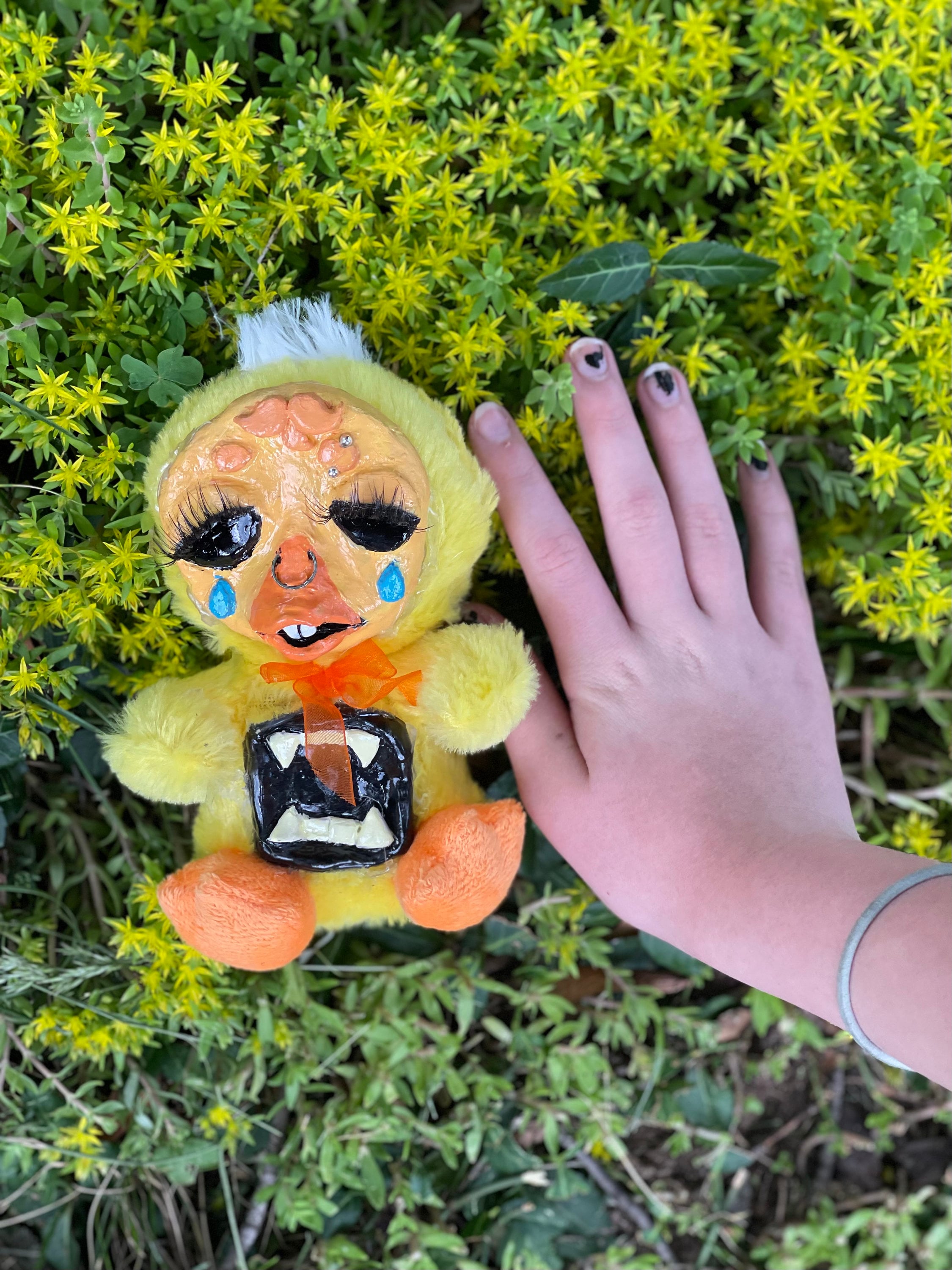 Puck, Upcycled Clay Faced Stuffed Animal Duck - Etsy