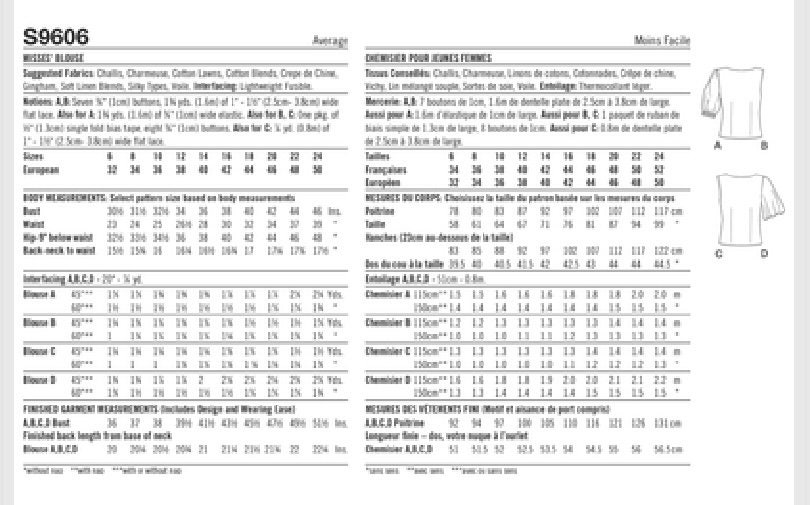 NEW/UNCUT Simplicity Pattern S9606 Misses' Blouse - Etsy