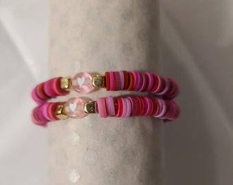 Cute Pink Clay Bead Bracelets - Etsy