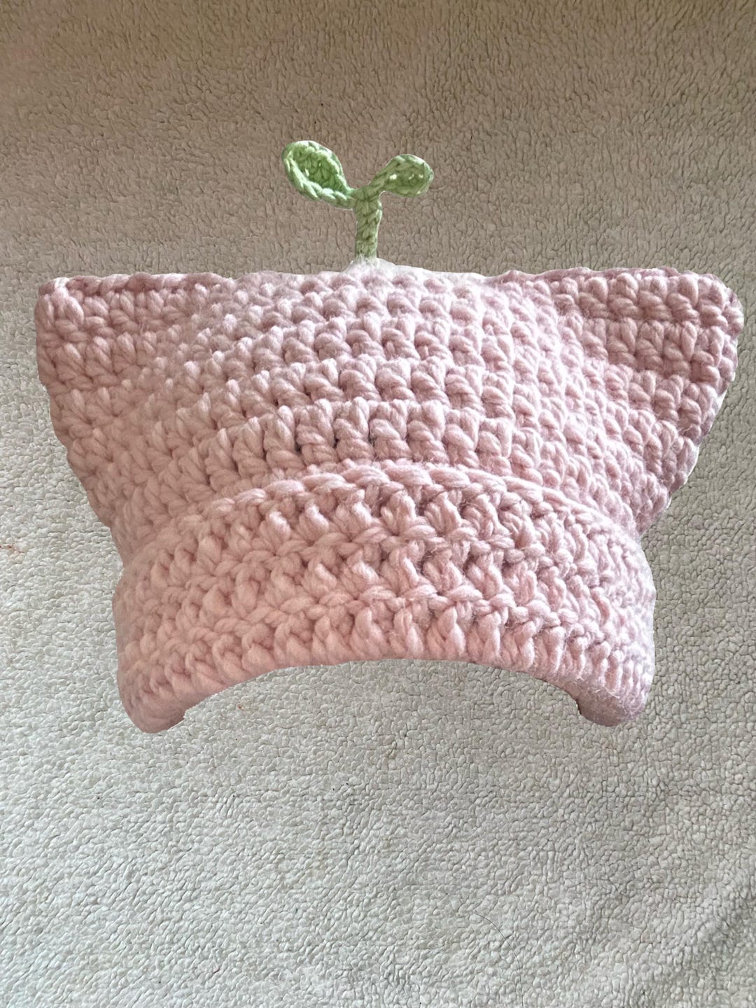 Pink Sprout Plant Cat Beanie - Etsy
