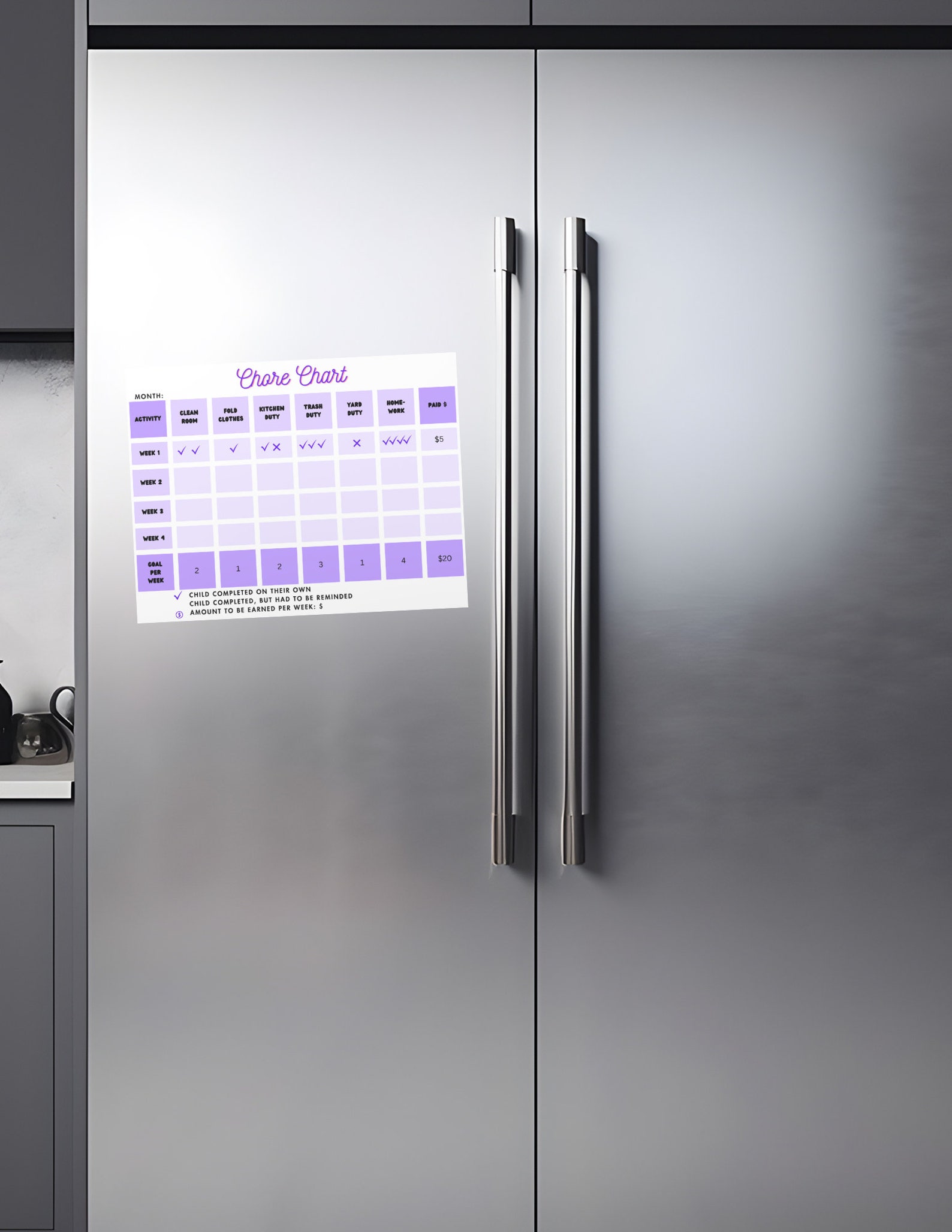 Weekly Chore Chart for Kids, Instant Digital Download, Printable ...