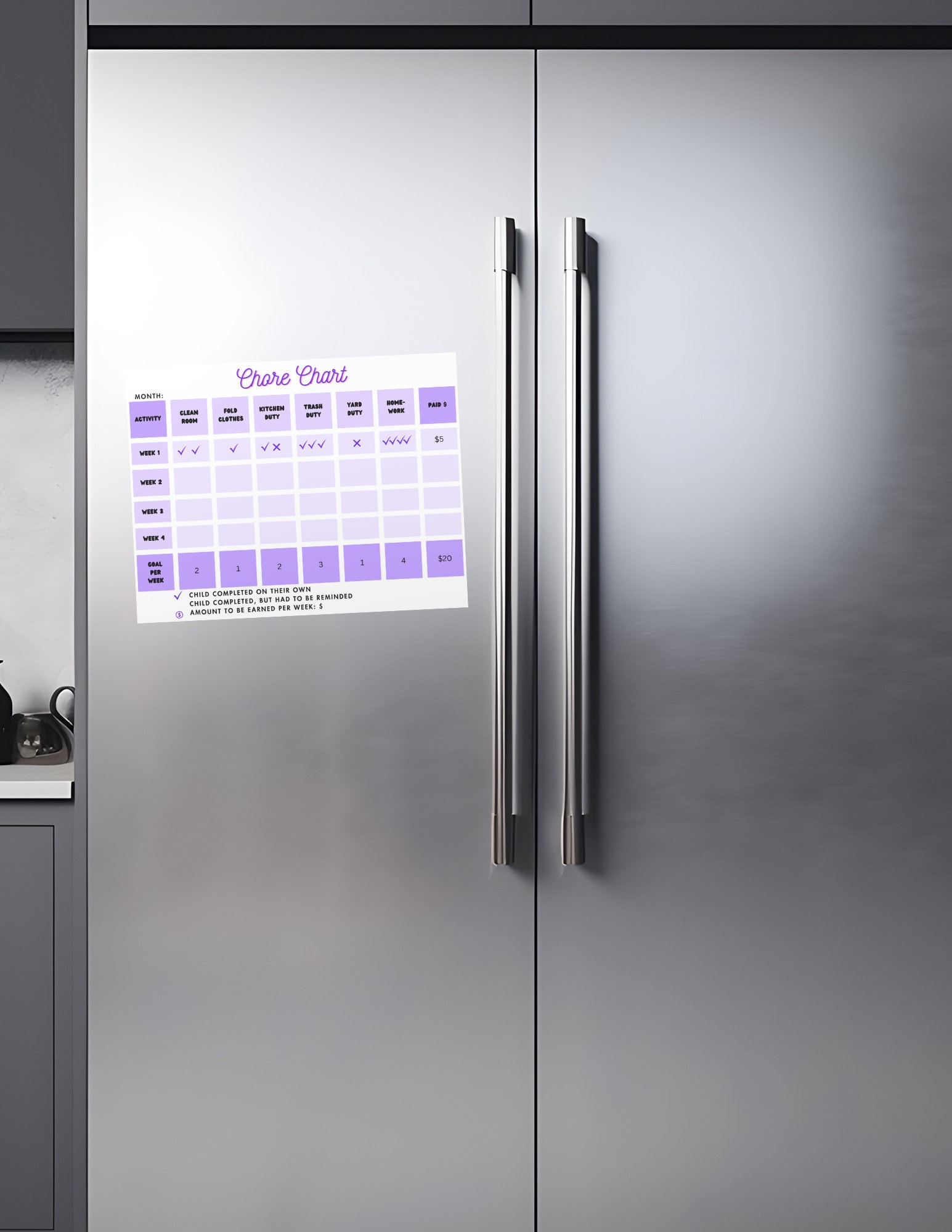 Weekly Chore Chart for Kids, Instant Digital Download, Printable ...