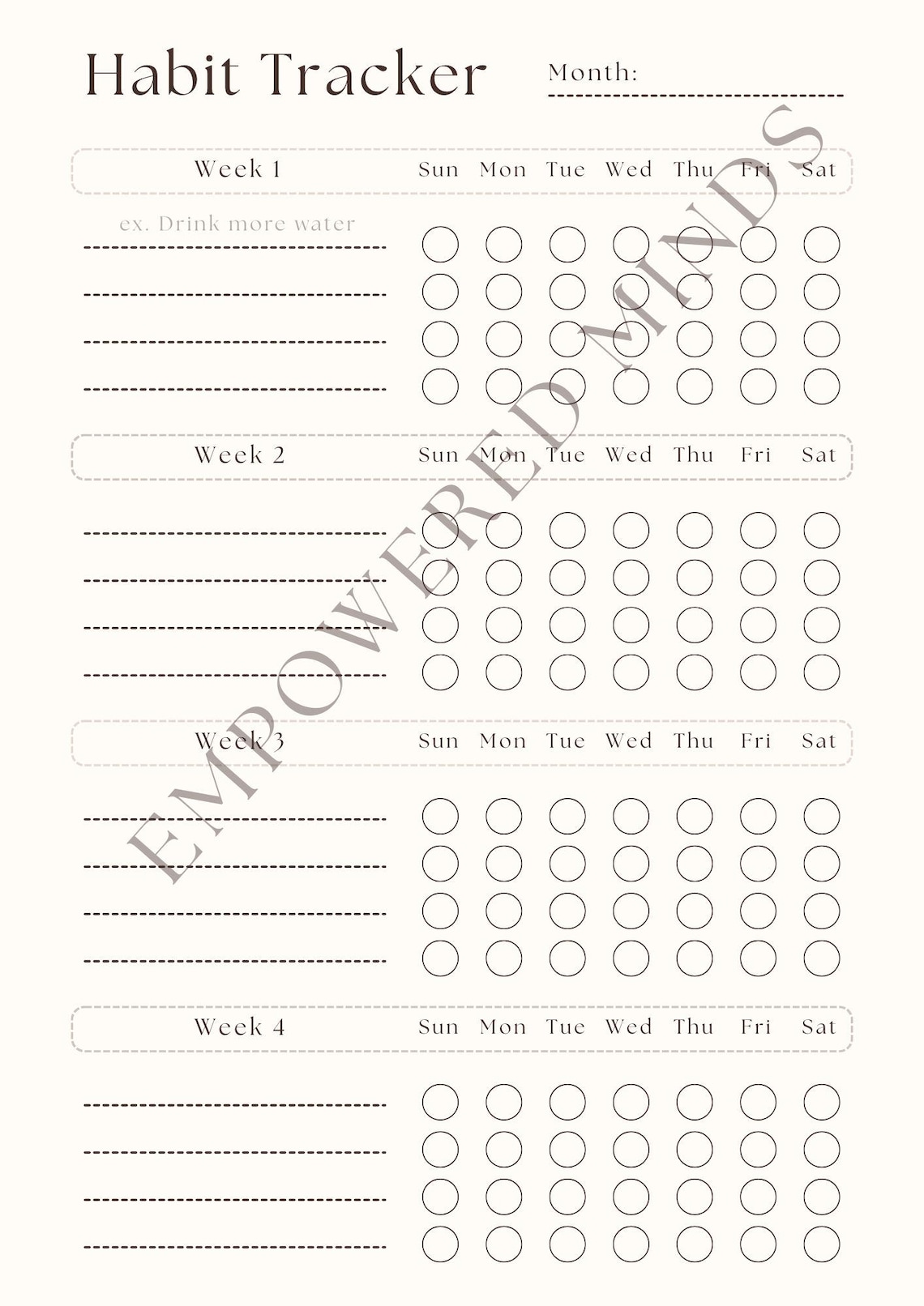 Printable Habit Tracker | Mental Health Self-care Planner Page | A4 PDF ...