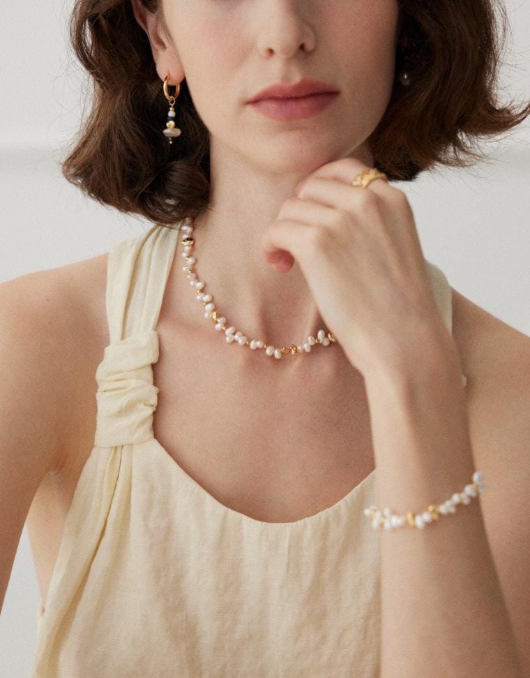 Natural Irregular Pearl Necklace Real Freshwater Pearl Vintage Necklace ...