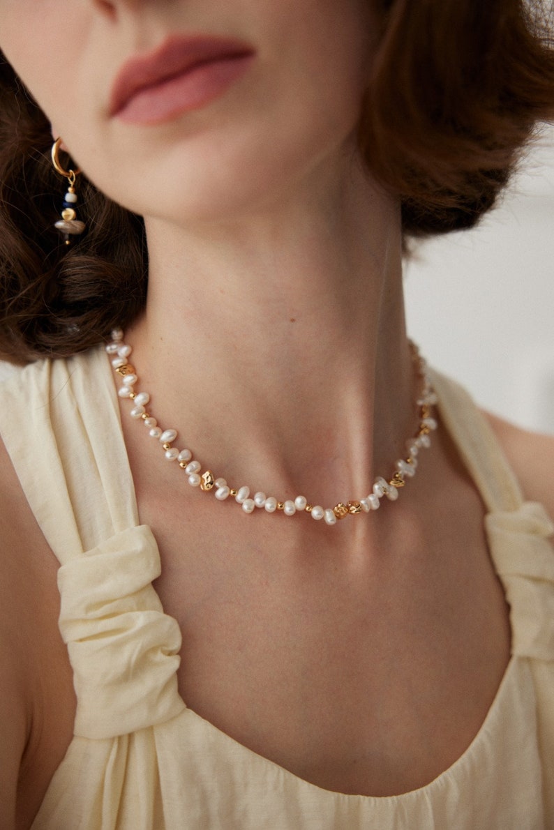 Natural Irregular Pearl Necklace Real Freshwater Pearl Vintage Necklace ...