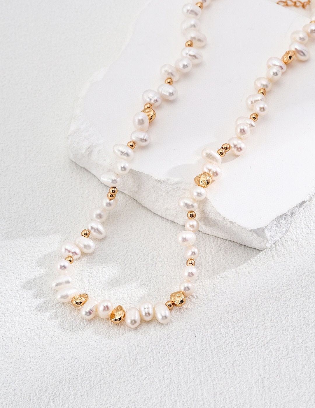 Natural Irregular Pearl Necklace Real Freshwater Pearl Vintage Necklace ...