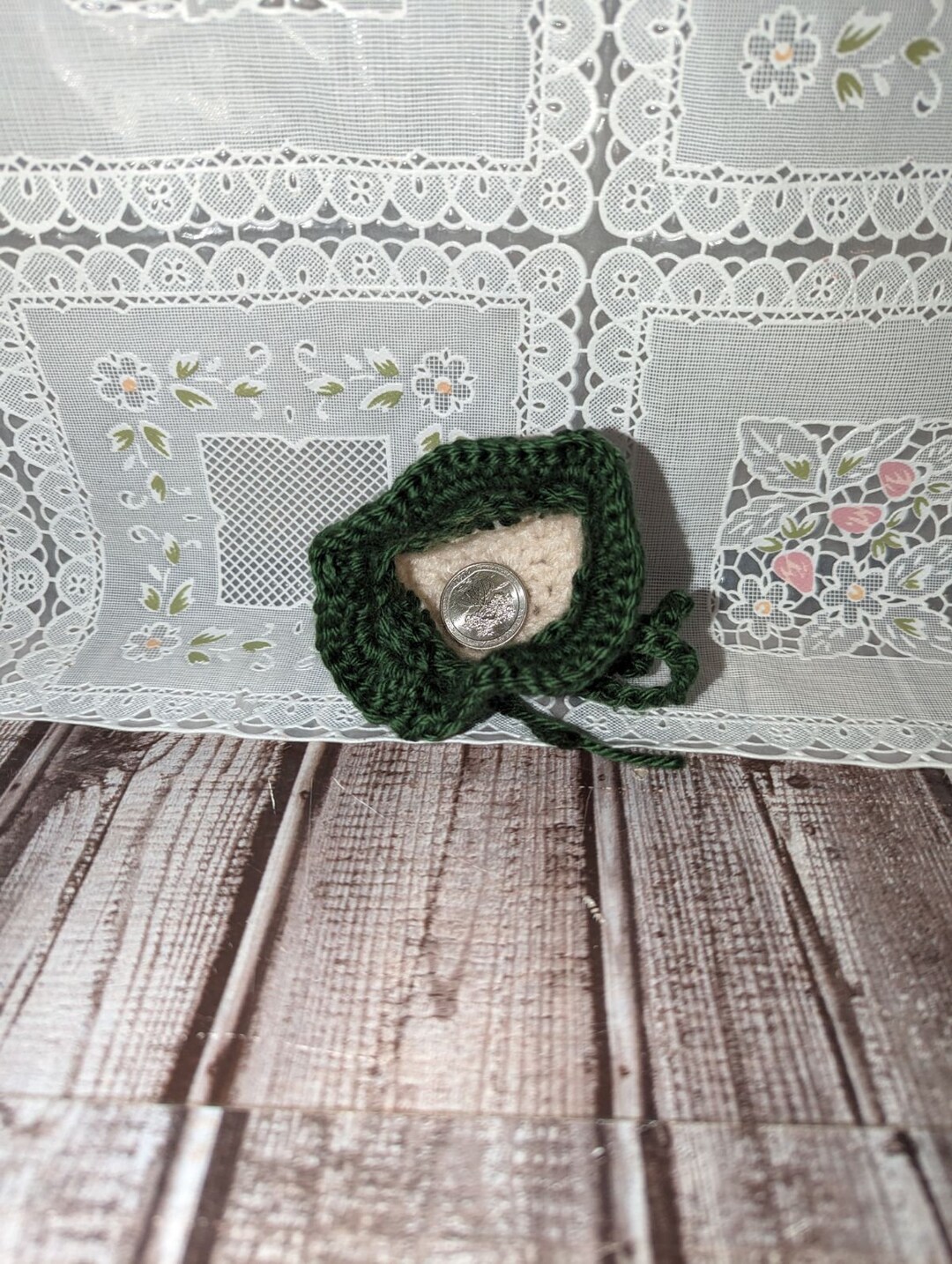 Crocheted Draw String Coin Purse in Cream and Dark Green - Etsy