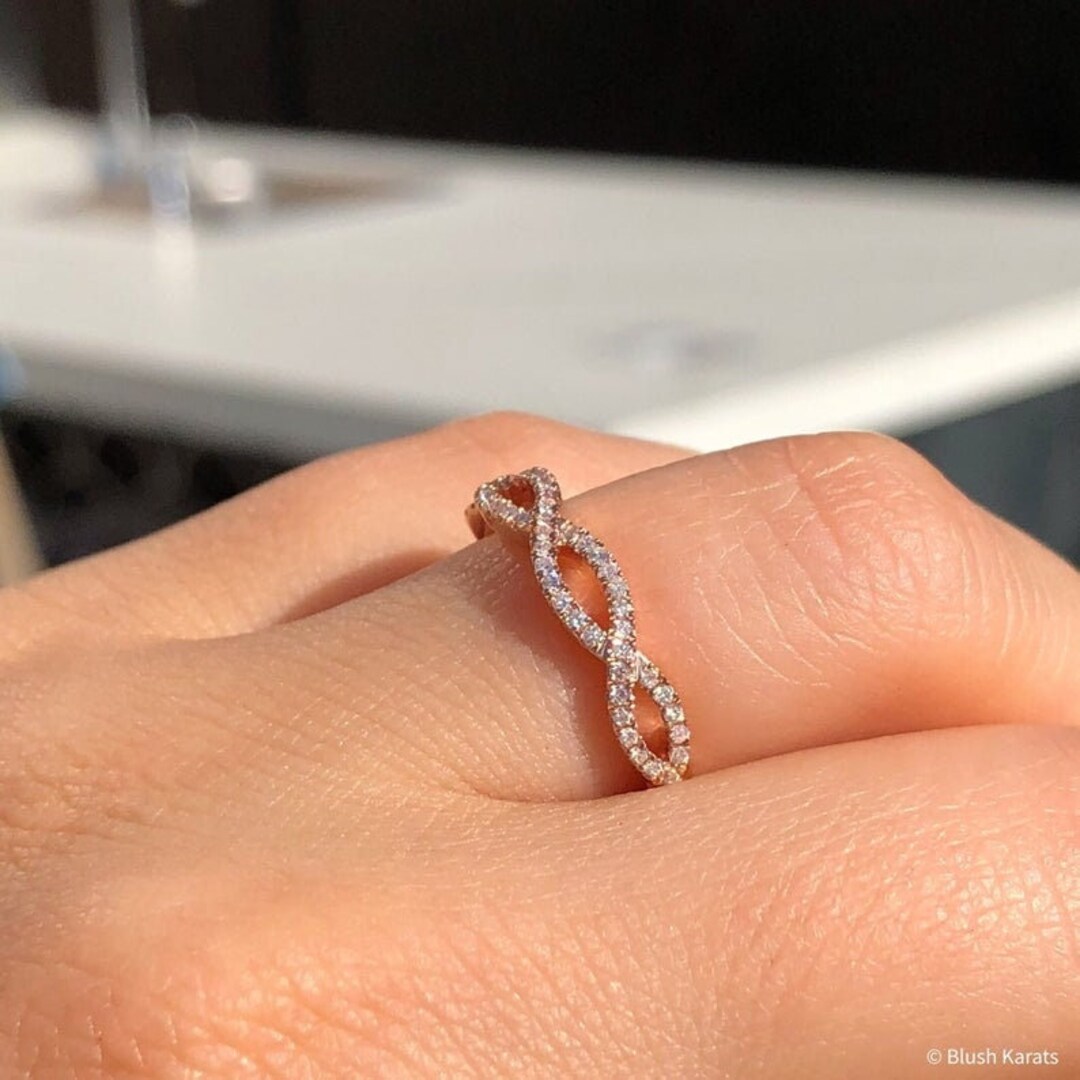 Infinity Twist Stacking Diamond Ring Rose Gold 14k Gold - Etsy