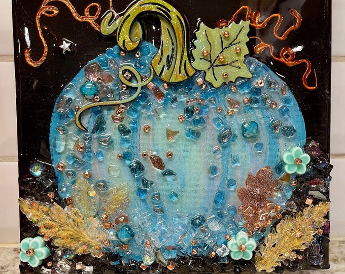 Magical Blue Pumpkin Glass and Resin Art - Etsy