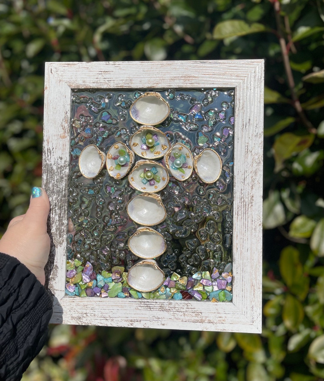 Clamshell Cross Glass and Resin Art - Etsy