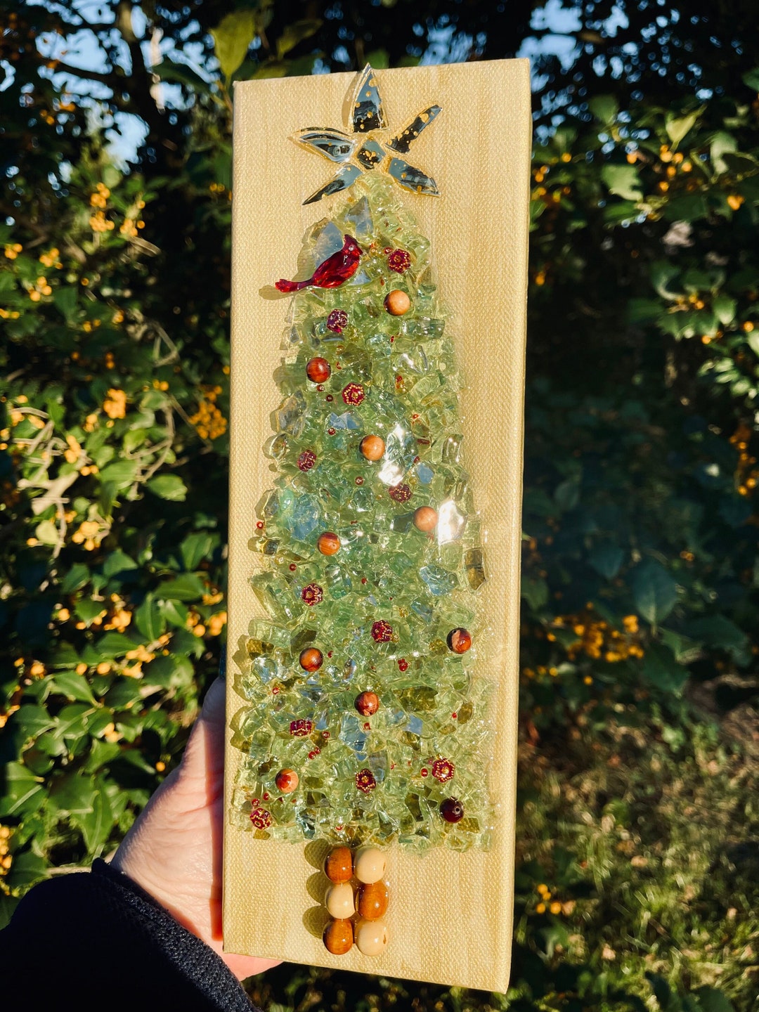 Woodland Christmas Tree Glass and Resin Art - Etsy