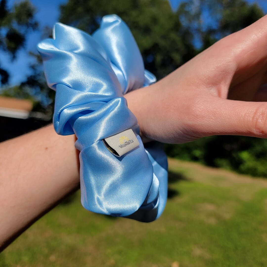 XXL Satin Scrunchie, Baby Blue Hair Tie for Thick Hair - Etsy