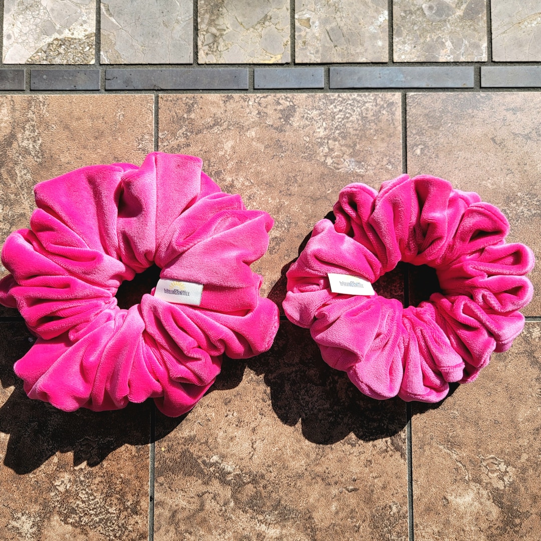 Scrunchie Pink Velvet XXL Jumbo Large Silk Natural Velour Fabric Gift ...