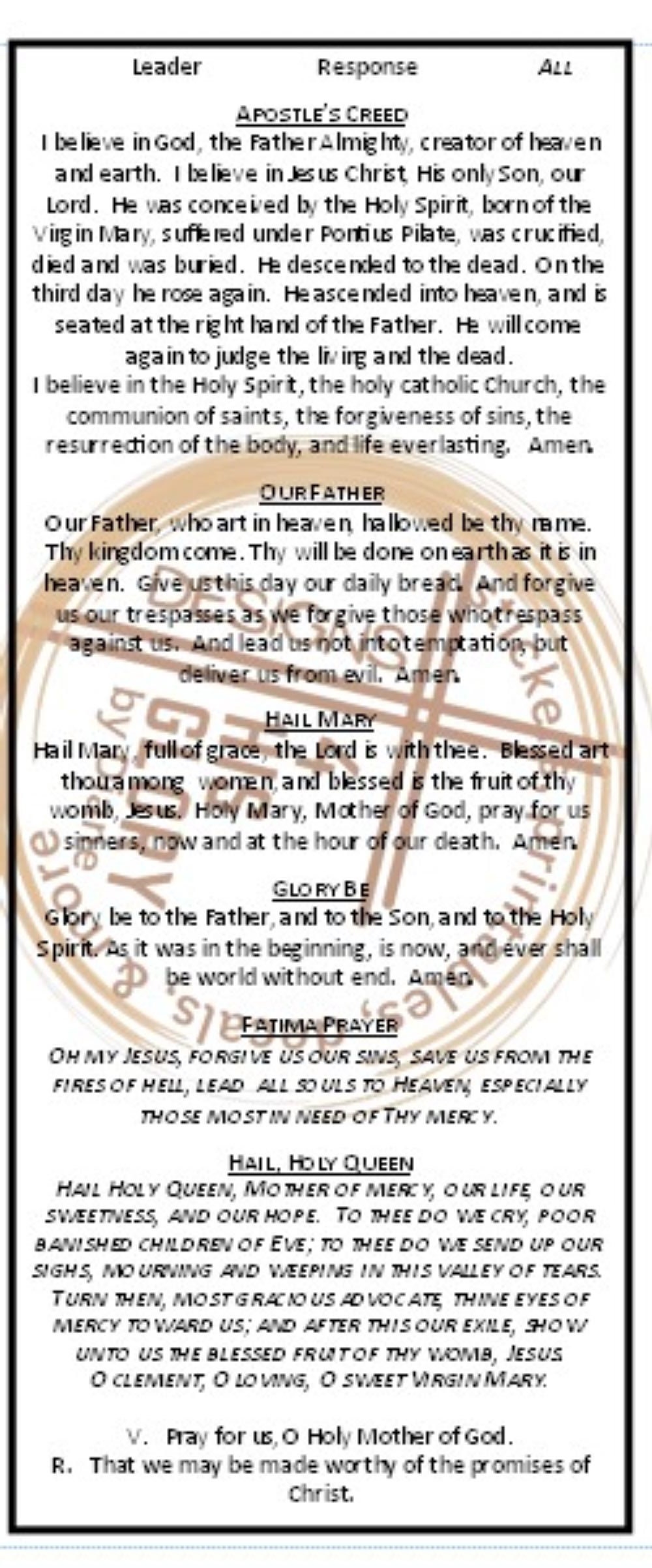 Rosary Card Cheat Sheet How to Pray Rosary With Prayers Lead and Pray ...