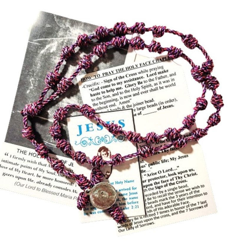 Holy Face Chaplet Rosary How to Pray Holy Face Knotted Rosary Handmade ...