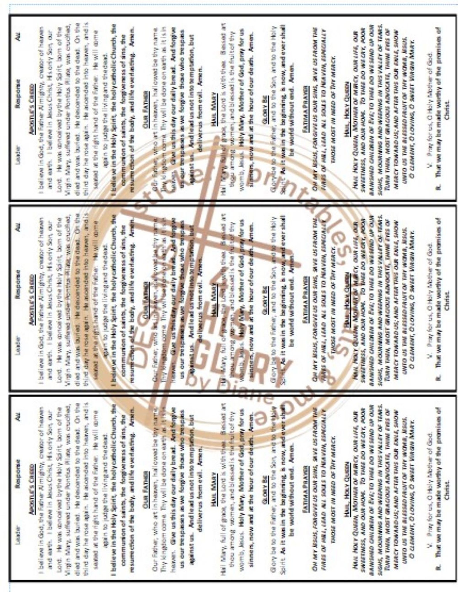 Rosary Card Cheat Sheet How to Pray Rosary With Prayers Lead and Pray ...